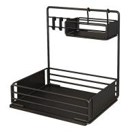 China New C Metal Double-layer Home Multifunctional Storage Organizer Bathroom Storage Rack Drawdown Rack for Sink Cabinet for sale