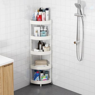 China Home Storage & Organization Kitchen 4 Tier Guangzhou Bathroom Corner Standing Display Plastic Slipper Soap Shelf Rack for sale