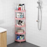 China Home Storage & Organization Kitchen 4 Tier Guangzhou Bathroom Corner Standing Display Plastic Slipper Soap Shelf Rack for sale