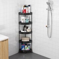 China Home Storage & Organization Kitchen 4 Tier Guangzhou Bathroom Corner Standing Display Plastic Slipper Soap Shelf Rack for sale