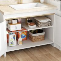 China Retractable Expandable Move Free ABS Plastic Containers Panel Bathroom & Kitchen Multifunction Shelf Under Sink Organizer for sale