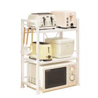 China White Kitchen Desktop Scalable Height Adjustable Double Layer Microwave Oven Rack Countertop Toasters Pizza Oven Storage Holder for sale