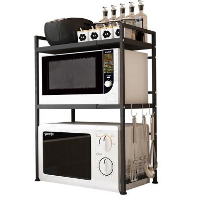 China Microwave Stand Oven Rack Expandable Countertop Kitchen Utensils Tableware Storage Carbon Steel Over Shelf Countertop 3 Tier for sale
