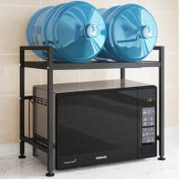China High-Temperature L-Shaped Retractable Double Casual Foldable Detachable Microwave Oven Rack Anti-Rust Standing Iron Organizer for sale