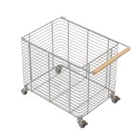 China 304 Stainless Steel Bathroom Vanity Under-cabinet Laundry Basket Floor-standing Storage Basket Movable with Wheels for sale