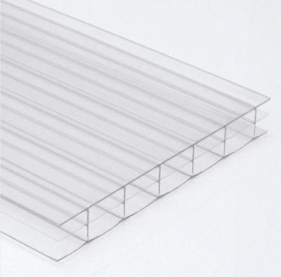 China Clear Twin Wall Polycarbonate Roofing Sheet 4mm-20mm Thickness with 88% Light Transmission and 850 J/m Impact Strength for sale