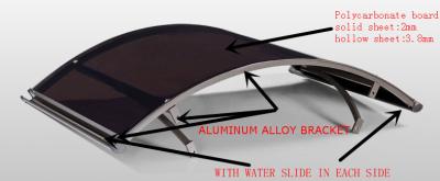China Rainbow Polycarbonate Awning with 4.0mm Hollow or 2.0mm Solid Sheet in 900mm-1200mm Sizes for sale