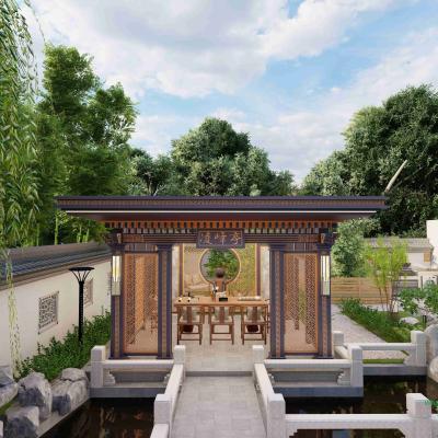 China New Chinese Style Aluminum Alloy Garden Pavilion 4m-8m Custom Sizes with Traditional Curved Eaves Design for sale