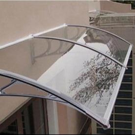 China 1000mm Clear Solid Polycarbonate Window Awning with UV Protection - 80% Light Transmission, Typhoon 12 Wind Resistance for sale