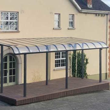 China Self-Cleaning Polycarbonate Awning with Aluminum Frame - 2-12mm Thickness, 120 km/h Wind Resistance, TOPPC20 Model for sale