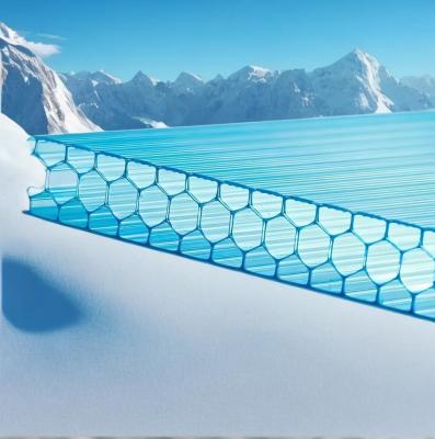 China 10mm Twinwall UV Blocked Polycarbonate Honeycomb Sheet - 1220mm/2100mm Width, Class B1 Fire Rated for sale
