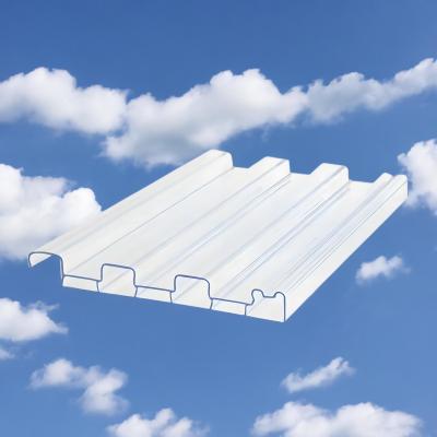 China Transparent 15cm x 600cm Polycarbonate Great Wall Style Tiles High Impact Resistance Roofing for sale