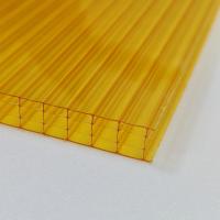 China 10mm Yellow Four Layer Polycarbonate Hollow Sheet UV Protection Impact Resistance 2100mm Width for sale