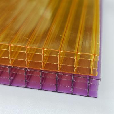 China 10mm UV Protected Colored Four Layer Polycarbonate Hollow Sheet for Skylights and Greenhouses for sale