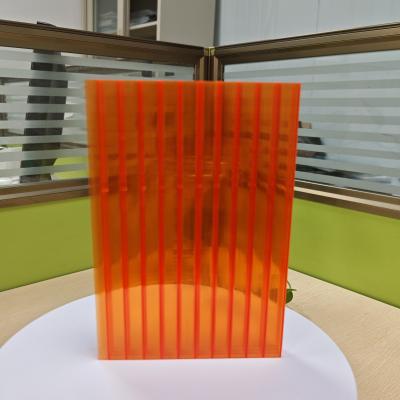 China 16mm Orange Polycarbonate Hollow Sheet 2100mm Width High Strength Thermal Insulation Custom Lengths for sale