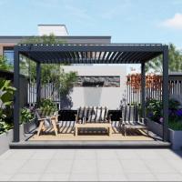China Electric & Manual Aluminum Pergola 3-4 Meter Outdoor Structure with Dual-Color LED Lighting and 20-Year Fade Resistance for sale