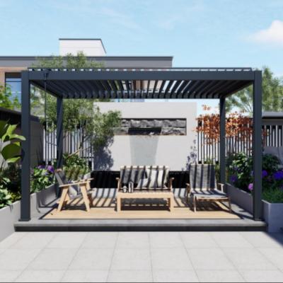China Electric & Manual Aluminum Pergola 3-4 Meter Outdoor Structure with Dual-Color LED Lighting and 20-Year Fade Resistance for sale