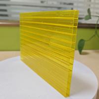 China Yellow Polycarbonate Hollow Sheet 6mm 2100mm Impact Resistant UV Coated Roofing Panel for sale