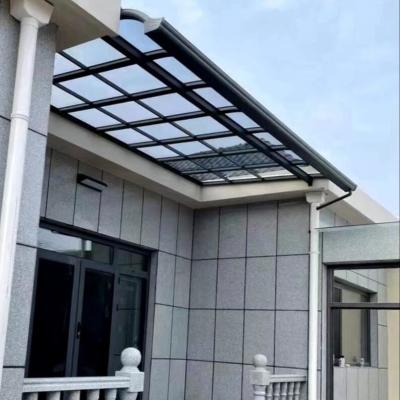 China Weather Resistant DIY Polycarbonate Awning 2.0mm Solid Sheet Grey Aluminum Frame Roofing for sale