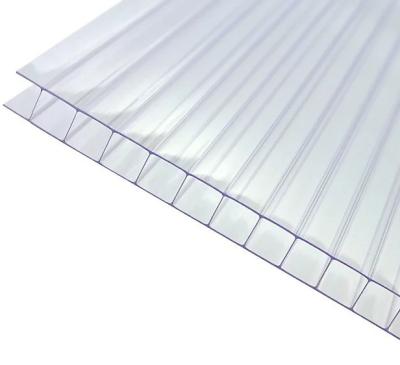 China 8mm Multiwall Polycarbonate Hollow Sheet Twinwall Panel UV Protection Lightweight Durable 2100x5800mm for sale