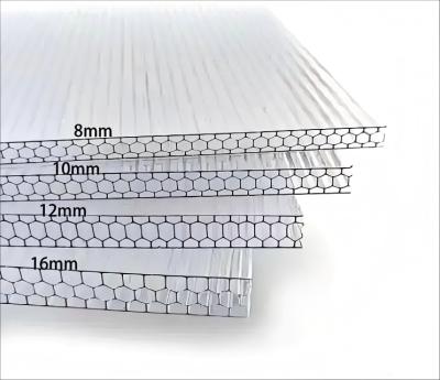 China TOPPC Polycarbonate Hollow Sheet 2.1x5.8m Twin Wall Honeycomb PC Board Durable Lightweight for Roofing for sale