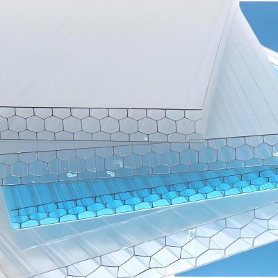 China TOPPC Polycarbonate Hollow Sheet 4mm-20mm Twin Wall Honeycomb Panel B2 Fire Rated for sale