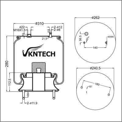 China AIR SPRING SCANIA 1726237 1K15VPR-3 REPLACE BY VKNTECH 1K6237 for sale