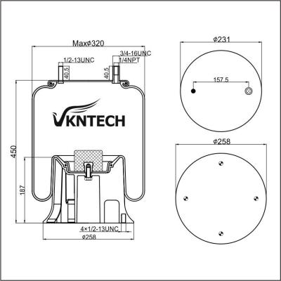 China AIR SPRING HENDRICKSON NS 501304  WATSON&CHALIN AS-0036  TRIANGLE 8361 6373  Firestone W01-358-9321 1T15M-11  Goodyear 1R12-256  REPLACE BY VKNTECH 1K9321 for sale