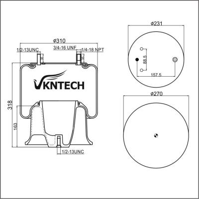 China AIR SPRING Contitech 9 10S-16 A 382 9 10S-16 A 999  Firestone W01-358-9781 1T15ZR-6  Goodyear 1R12-603 aluminum  piston with bracket  REPLACE BY VKNTECH 1K9781 for sale