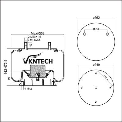 China TRAILER AIR SPRING HENDRICKSON HS506302  Firestone 1T17BS-6  Goodyear 1R13-749 566263525 REPLACED BY VKNTECH 1K3749 for sale