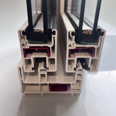 China GKBM 92 UPVC Sliding Window Profiles Four Chambers Heat Insulation for sale