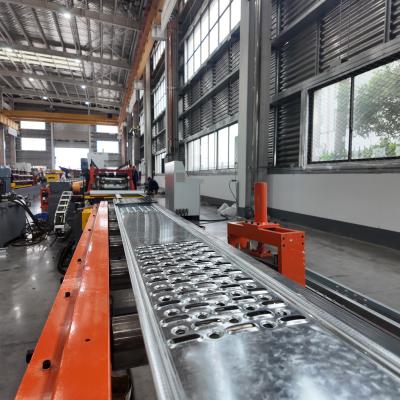 China Construction Scaffolding Pedal Making Machine Walkway Perforated Steel Floor Board Anti-Slip Stair Tread Roll Forming Machine 1.0-3.5mm for sale