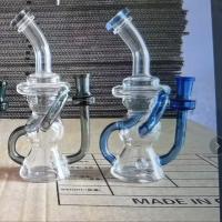 China 9 Inch Borosilicate Glass Recycler Water Pipe 14mm Male Bowl 4mm Thick for sale