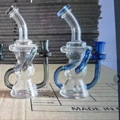 China 9 Inch Borosilicate Glass Recycler Water Pipe 14mm Male Bowl 4mm Thick for sale