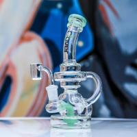 China 9 Inch Borosilicate Glass Recycler Water Pipe 14mm Male Bowl 4mm Thick for sale