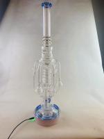 China 9mm Thick Borosilicate Glass Water Bong Beaker 13.5 Inch Hand Blown Tobacco Pipe for sale