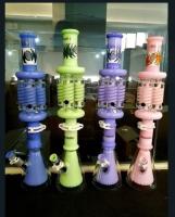 China 18 Inch Borosilicate Glass Water Pipe Beaker Fumed Silver 9mm Thick for sale