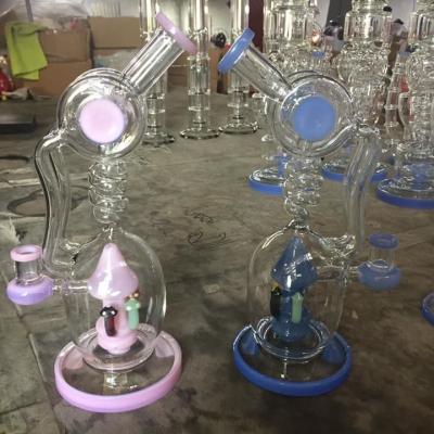 China 16 Inch Borosilicate Glass Water Pipe Bubbler 14mm Joint Smoking Oil Rig for sale