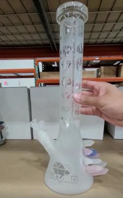 China 11 Inch Glass Smoking Water Pipe Straight Tube 6 Lines Perc Percolator 14mm Joint 4mm Thickness for sale
