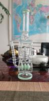 China 11 Inch Glass Smoking Water Pipe Straight Tube 6 Lines Perc Percolator 14mm Joint 4mm Thickness for sale