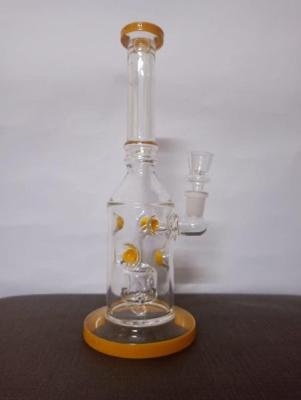 China 18 Inch Glass Water Pipe Recycler with Colorful Downstem and Bowl 14mm Joint for sale