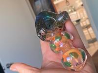 China 4.5 Inch Hand Blown Borosilicate Glass Tobacco Pipe Blue Blizzard Orange Yellow for sale
