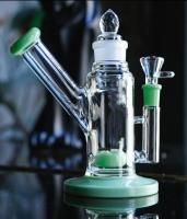 China 8 Inch Dark Glass Water Pipe with Luminous Bong 14mm Bowl Borosilicate Hand Blown for sale