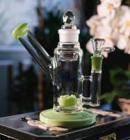 China 8 Inch Dark Glass Water Pipe with Luminous Bong 14mm Bowl Borosilicate Hand Blown for sale
