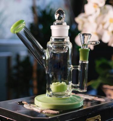 China 8 Inch Dark Glass Water Pipe with Luminous Bong 14mm Bowl Borosilicate Hand Blown for sale