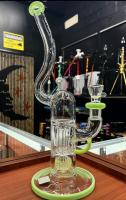 China 9 Inch Glass Water Pipe Bong with 18mm Bowl Blue Maple Hookah 4mm Thick for sale