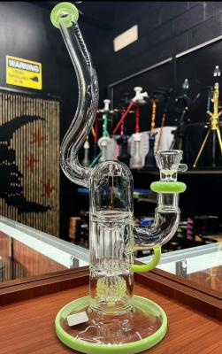 China 9 Inch Glass Water Pipe Bong with 18mm Bowl Blue Maple Hookah 4mm Thick for sale