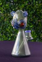 China 8 Inch Blue Borosilicate Glass Bong Hookah Water Pipe Bubbler 14mm Male Bowl for sale