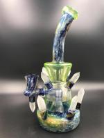 China 10 Inch Glow in Dark Glass Water Pipe Hookah Heavy Borosilicate Bong with Ice Catcher 22cm for sale