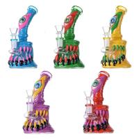 China 7 Inch Borosilicate Glass Skull Water Pipe Ice Catcher Hookah Bubbler 4mm Thick for sale